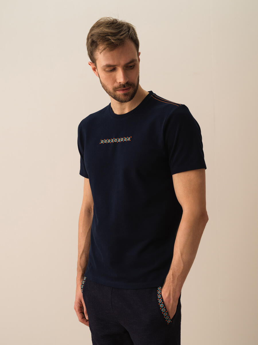 Lacivert Regular Fit Pamuklu Tişört 23YE02502029-05 - Xint